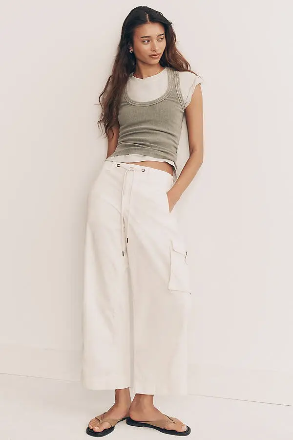 PILCRO Crop Cargo Pants - Petal Pink