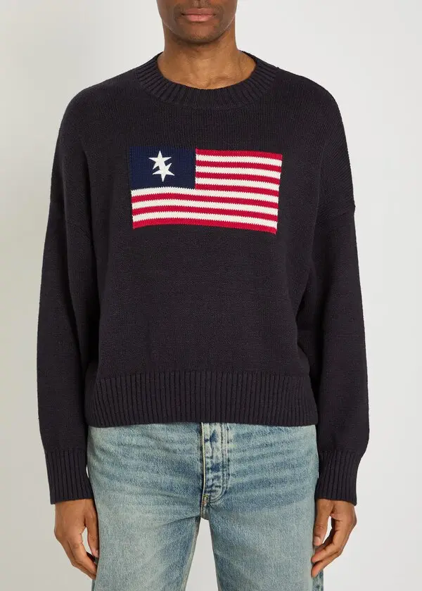 COLE BUXTON Intarsia Fine-knit Cotton Jumper