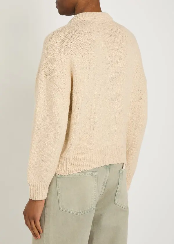 COLE BUXTON Textured Knit Cotton Polo Jumper