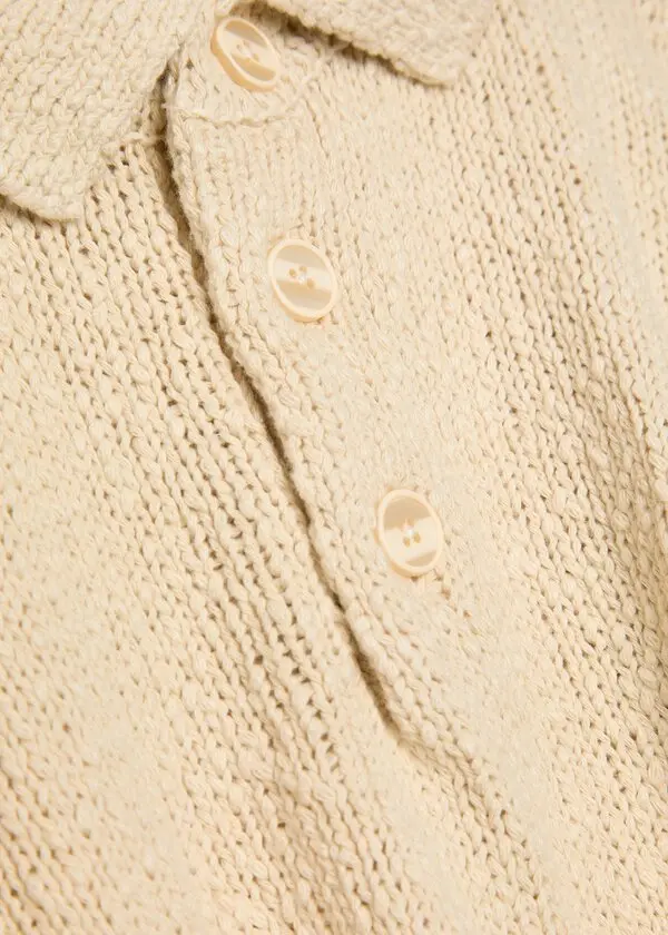 COLE BUXTON Textured Knit Cotton Polo Jumper