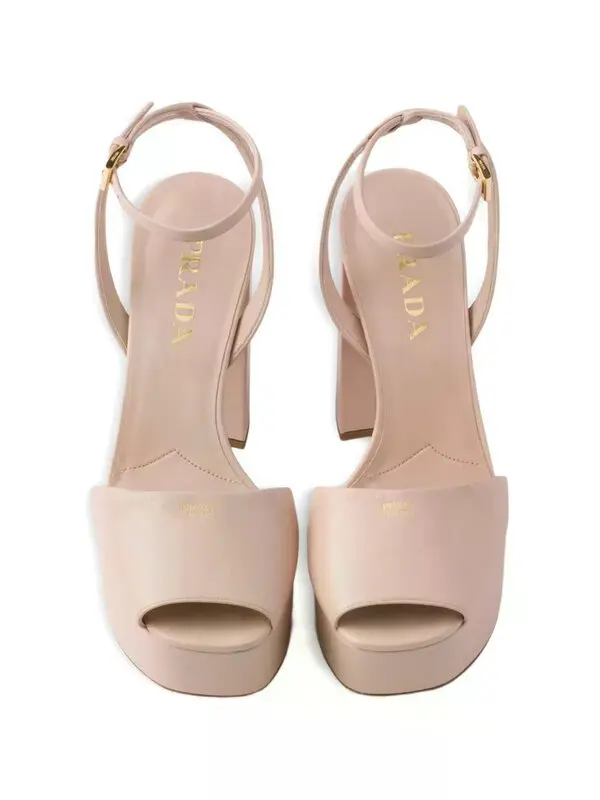 Prada Nappa Leather Platform Sandals With Ankle Strap - Pink