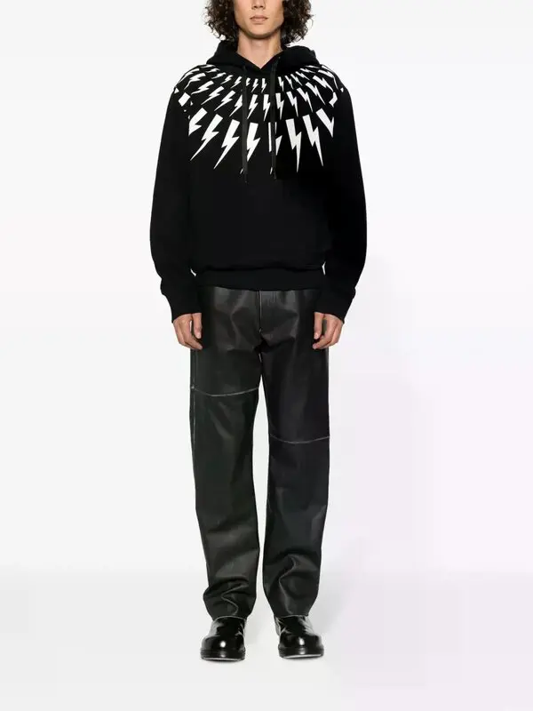 Neil Barrett Cotton Thunderbolt Hoodie - Black