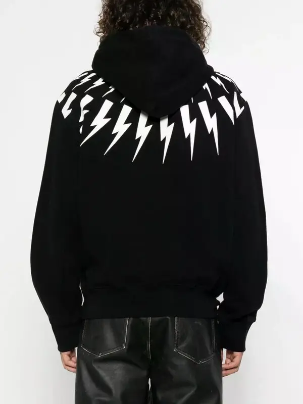 Neil Barrett Cotton Thunderbolt Hoodie - Black