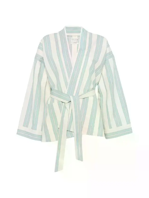 FORTE_FORTE Striped Wrap Jacket - Blue