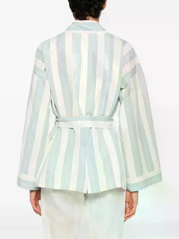 FORTE_FORTE Striped Wrap Jacket - Blue