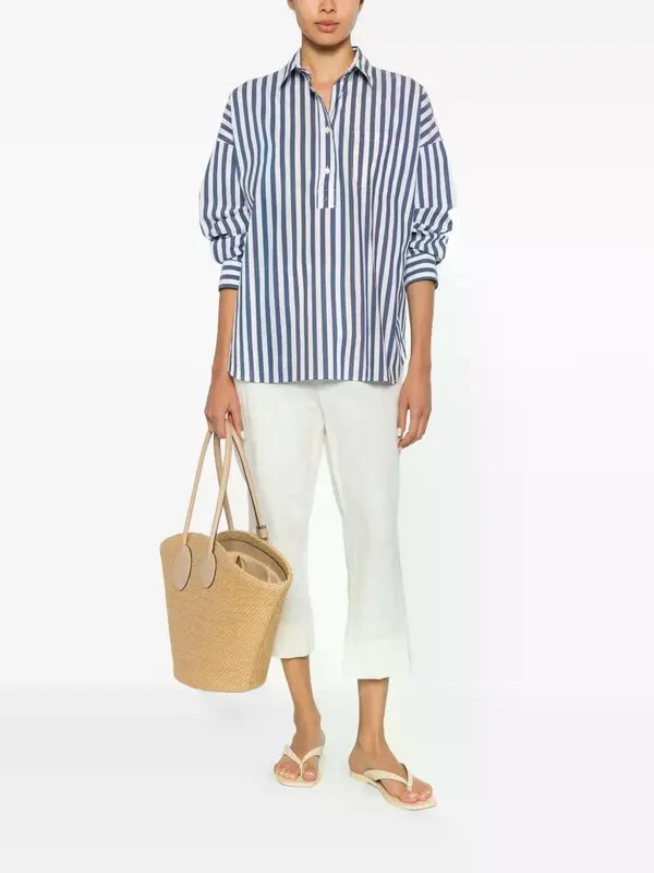 ARCHIVIO '67 Striped Long-sleeve Shirt - Blue