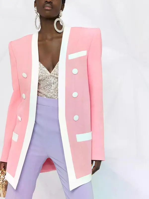 Balmain Contrasting-trim Structured-shoulder Blazer