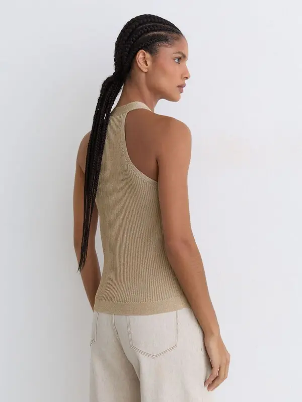REISS Lilana Metallic Rib-knit Waistcoat