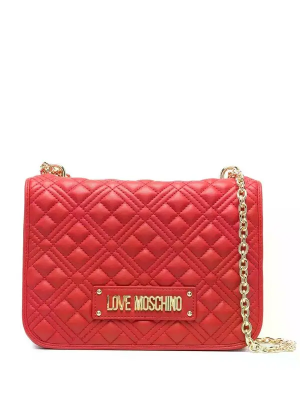 Moschino Quilted Shoulder Bag With Logo Plaque