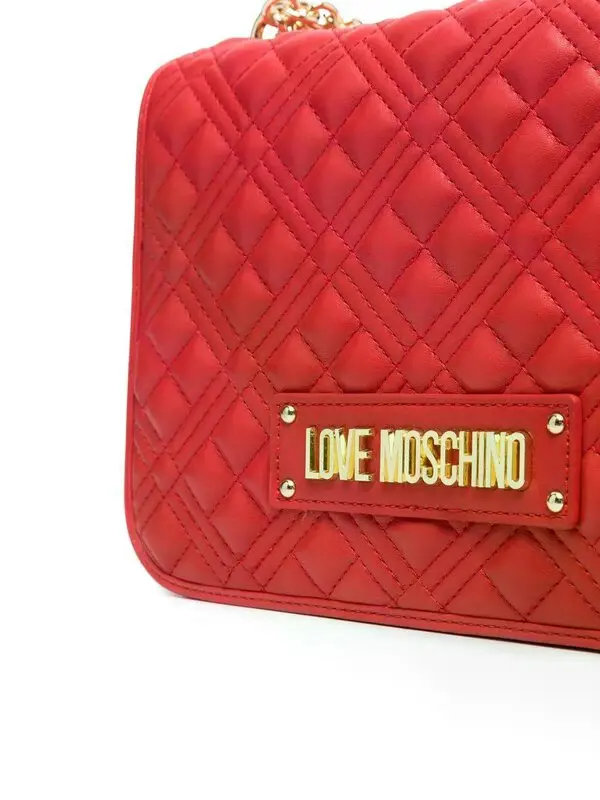 Moschino Quilted Shoulder Bag With Logo Plaque