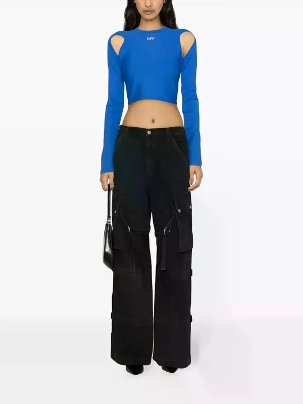 Off-White Logo Stamp Cut-out Blouse - Blue