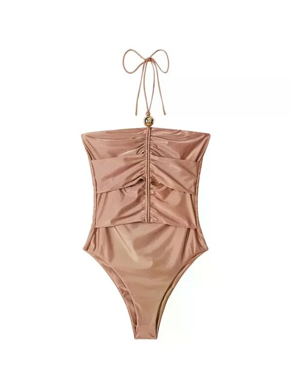 Patrizia Pepe Ruched One-piece Swimsuit - Neutrals