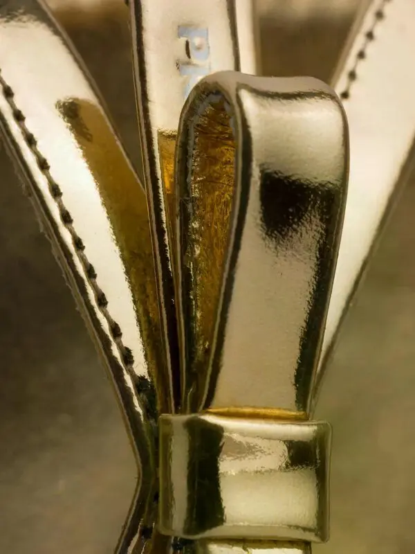Prada Metallic Leather Flat Sandals With Bow Detailing - Gold