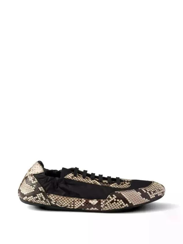 Prada Collapse Re-nylon And Printed Ayers Leather Sneakers