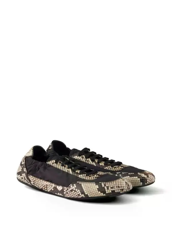 Prada Collapse Re-nylon And Printed Ayers Leather Sneakers