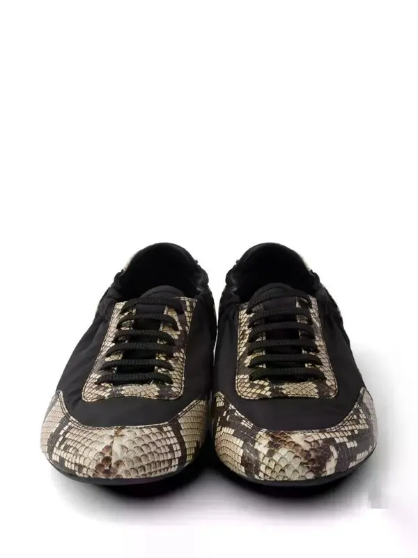 Prada Collapse Re-nylon And Printed Ayers Leather Sneakers