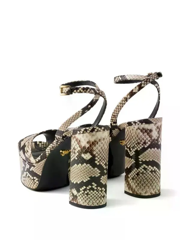 Prada Python-print Ayers Leather Platform Sandals - Neutrals