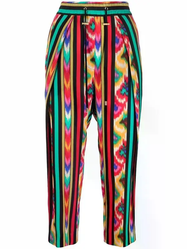Balmain Abstract-print Silk Trousers