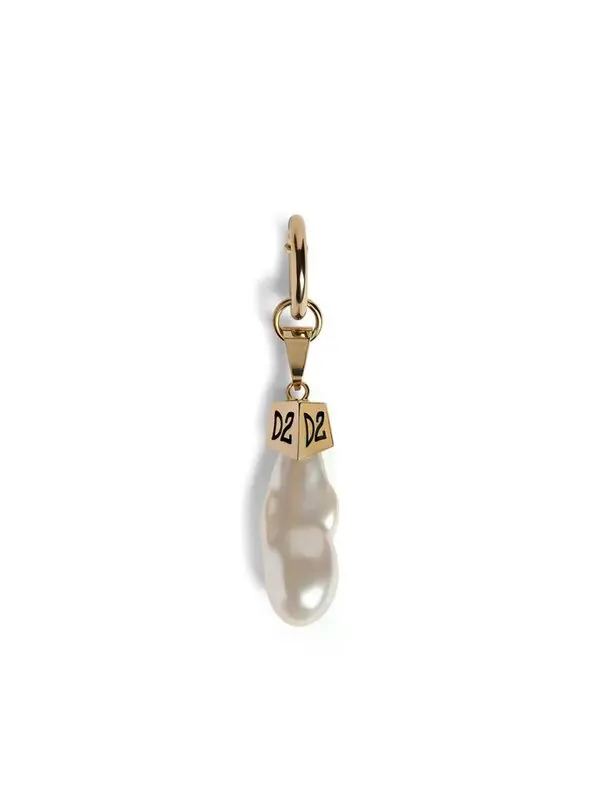 Dsquared2 Logo-engraved Pearl Drop Earring - Gold