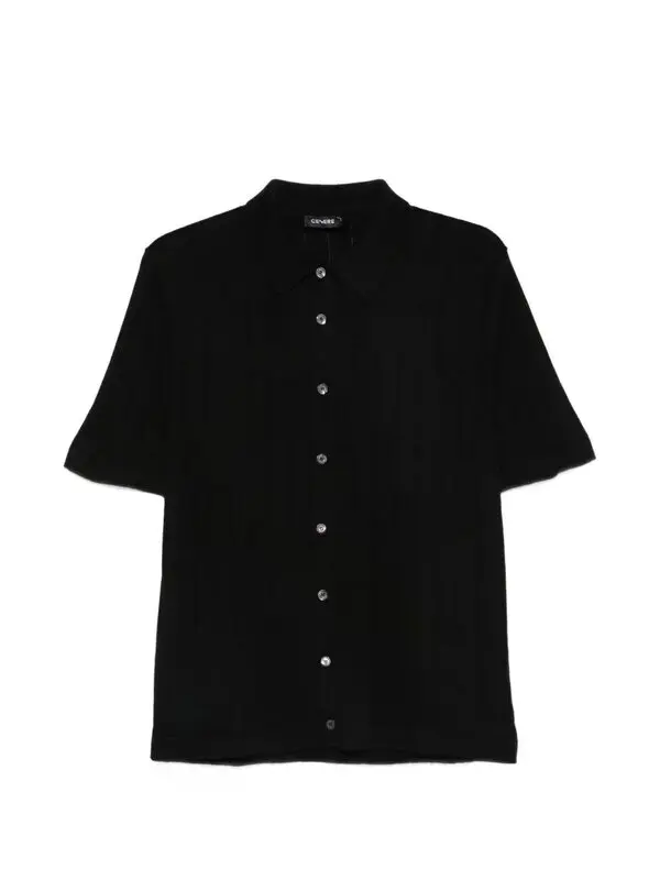 CENERE GB Ribbed Short-sleeves Shirt - Black