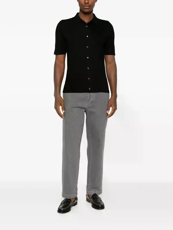 CENERE GB Ribbed Short-sleeves Shirt - Black