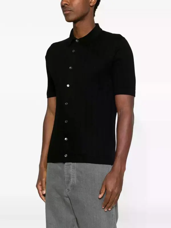 CENERE GB Ribbed Short-sleeves Shirt - Black