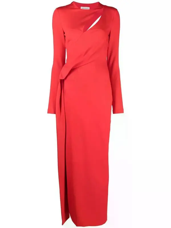 Alexander McQueen Cut-out Detail Long-sleeved Gown