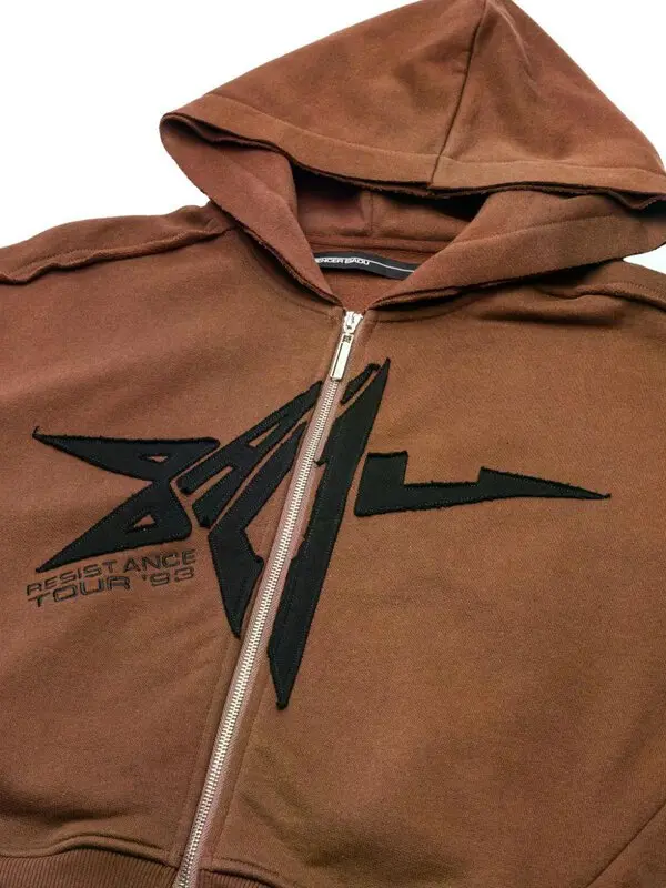 SPENCER BADU Appliqué Zip Hooded Sweatshirt