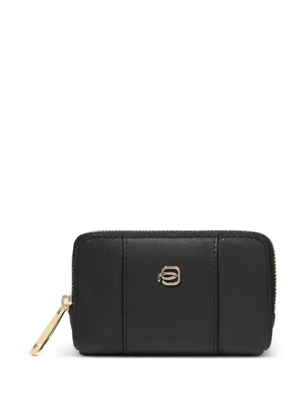 PIQUADRO Logo-plaque Leather Key Holder - Black