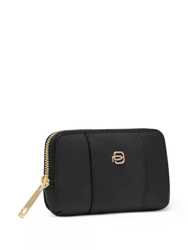 PIQUADRO Logo-plaque Leather Key Holder - Black