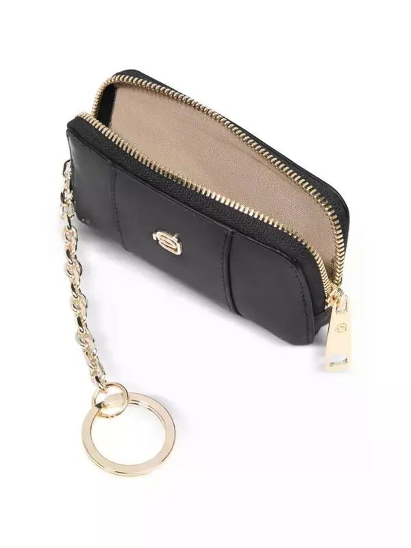 PIQUADRO Logo-plaque Leather Key Holder - Black