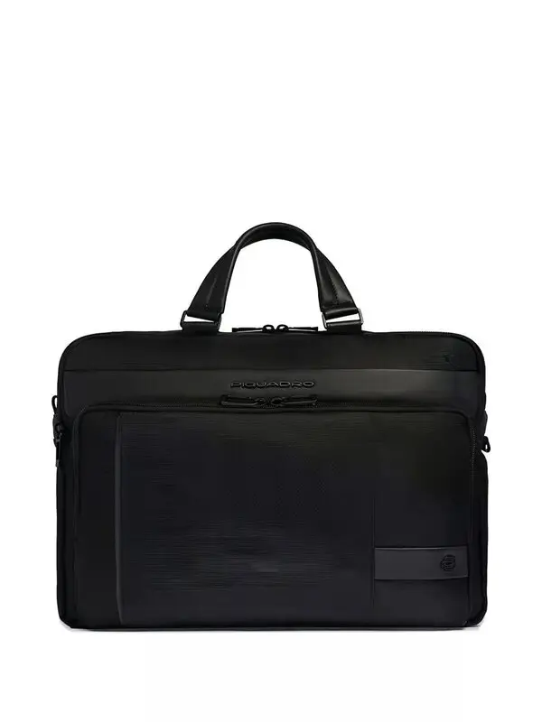 PIQUADRO Leather Panelled Laptop Bag - Black