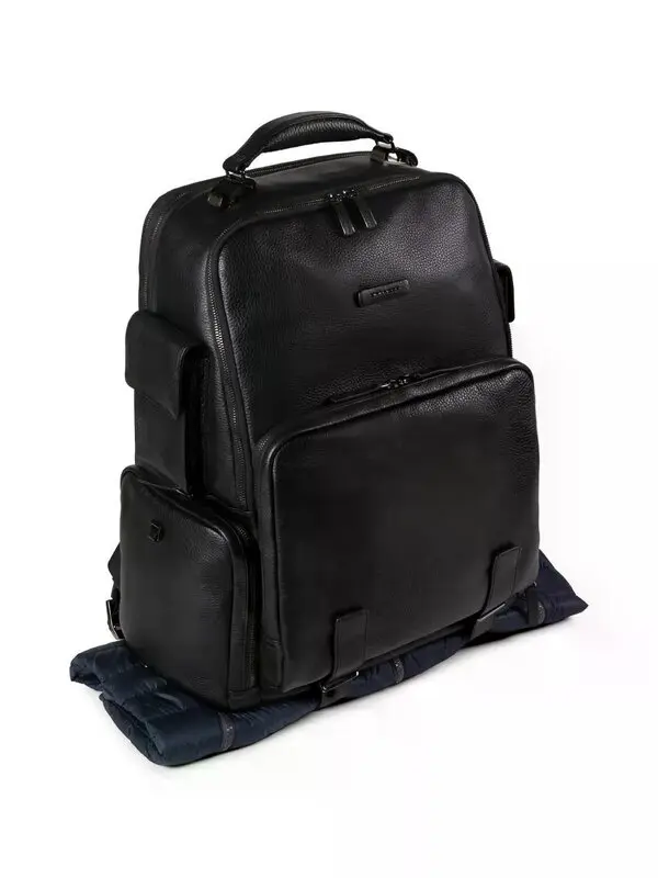 PIQUADRO Grained Leather Backpack