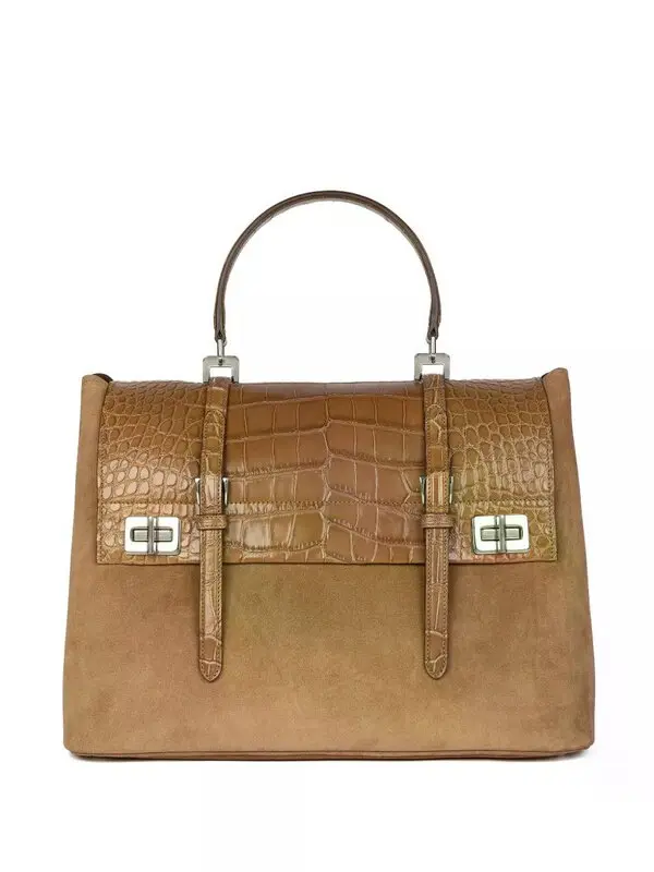 Prada Crocodile-effect Turn-lock Top Handle Bag