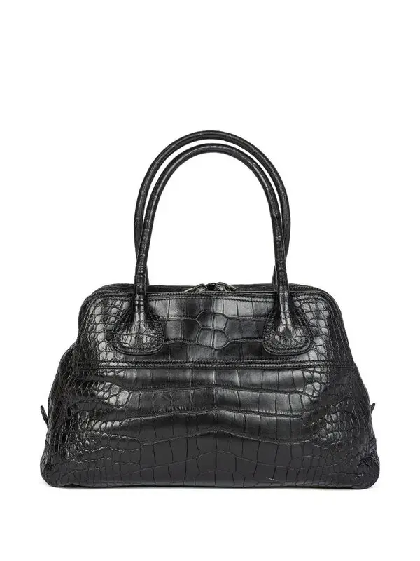 Prada Crocodile-effect Top Handle Tote Bag