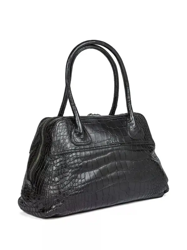 Prada Crocodile-effect Top Handle Tote Bag