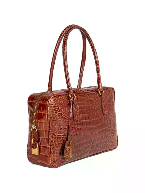 Prada Crocodile-effect Top Handle Bag