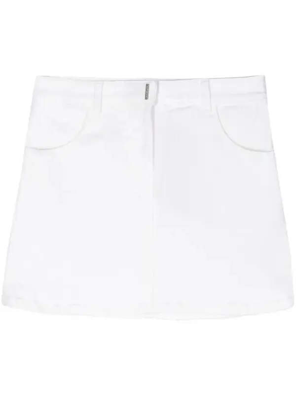 Givenchy 4g-motif Denim Mini Skirt - Neutrals