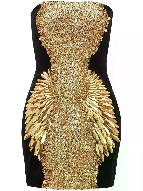 Balmain Sequin-embellished Mini Dress - Black
