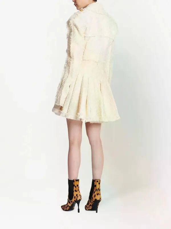 Balmain Pleated Tweed Mini Skirt