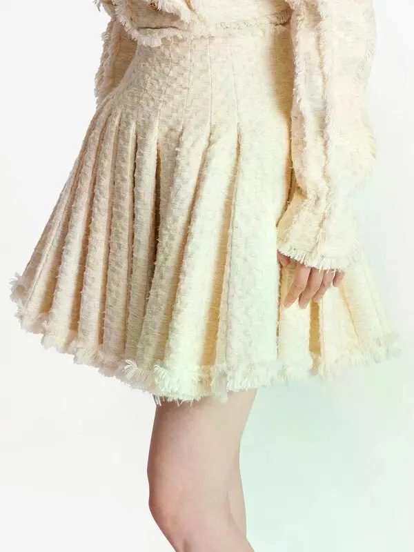 Balmain Pleated Tweed Mini Skirt