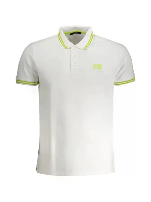 Roberto Cavalli Embroidered-logo Striped-trim Polo Shirt - White
