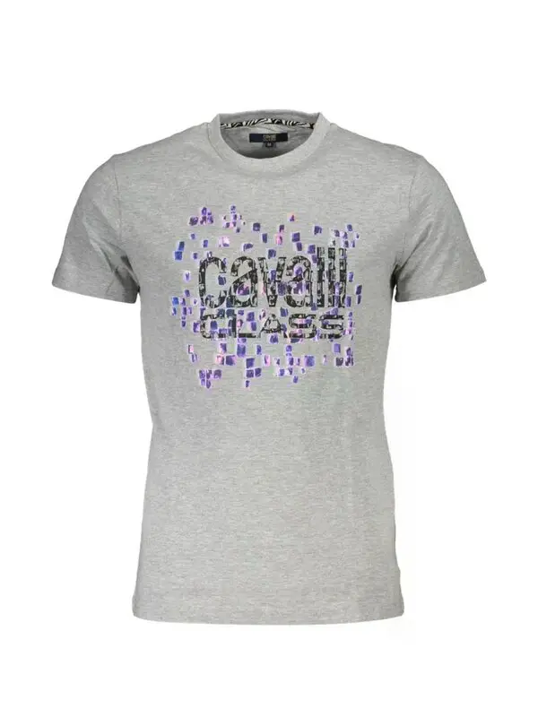 Roberto Cavalli Pixelated Logo-print T-shirt - Grey