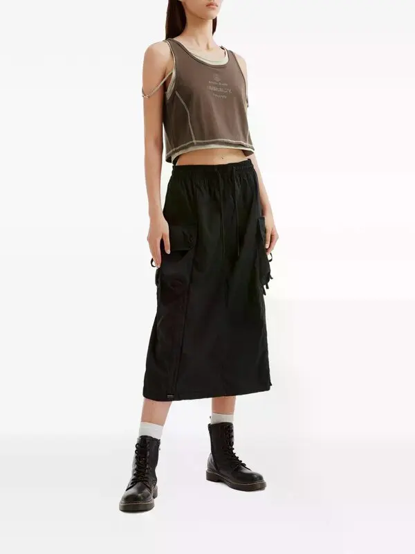 MUSIUM DIV. Layered Contrast-stitch Cropped Top - Brown