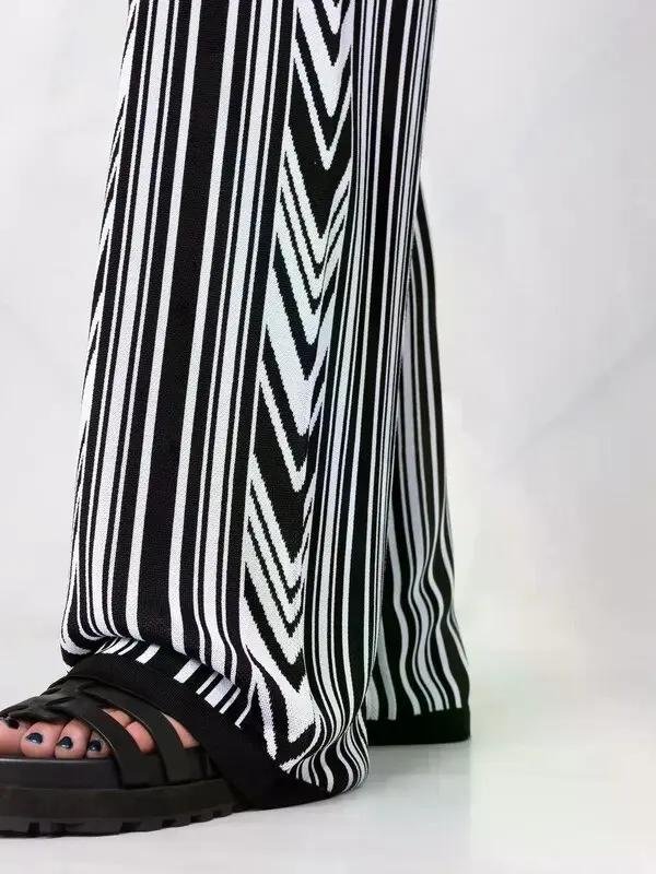 Balmain Chevron Pattern Wide Leg Trousers