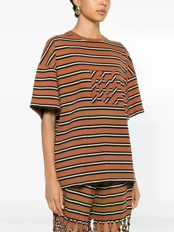 Nanushka Striped T-shirt With Monogram Patch