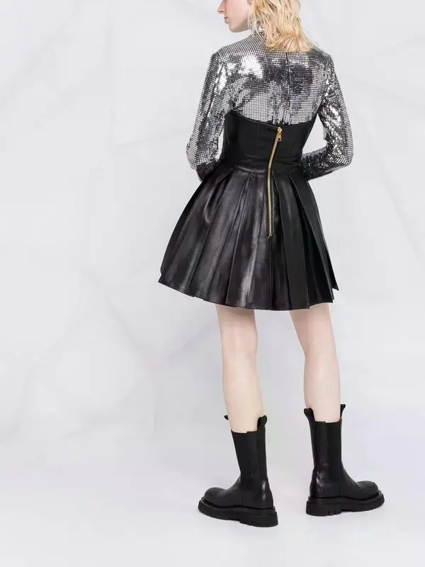 Balmain Cutout Detail Flared Minidress