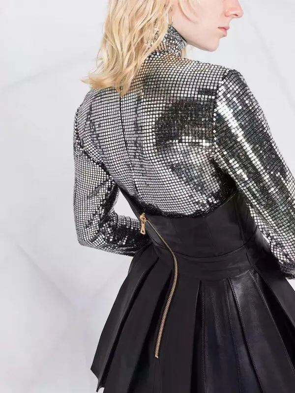 Balmain Cutout Detail Flared Minidress