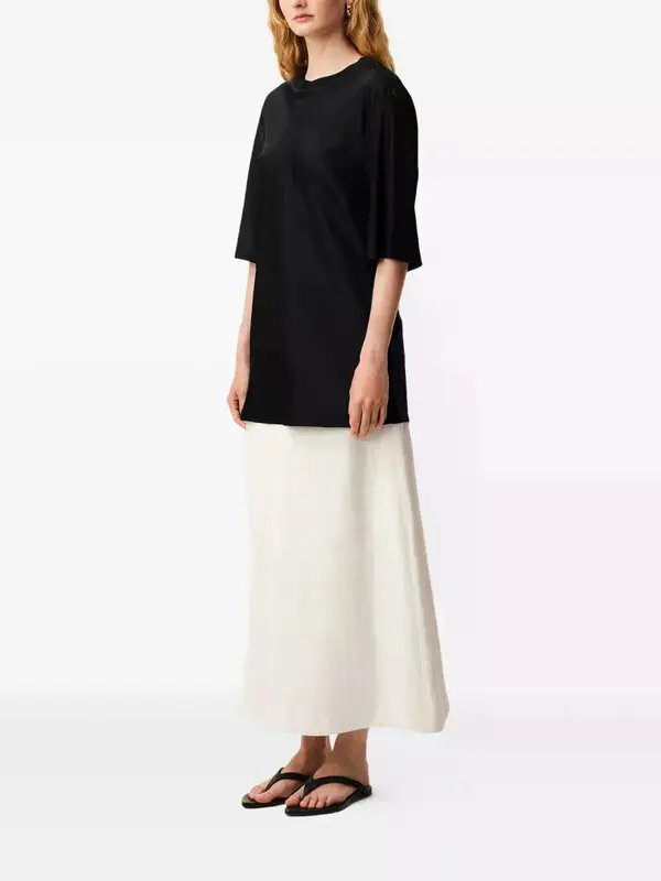 AMI Paris Short Sleeve Satin T-shirt With Ribbed Neckline - Black