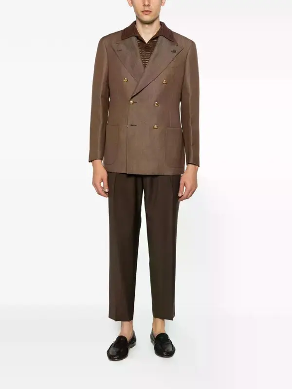 GABRIELE PASINI Double-breasted Front-pocket Blazer - Brown